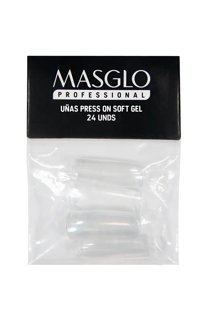 TIPS PRESS ON SOFT GEL CLEAR MASGLO X 24 UND | HERRAMIENTAS MANICURE ...